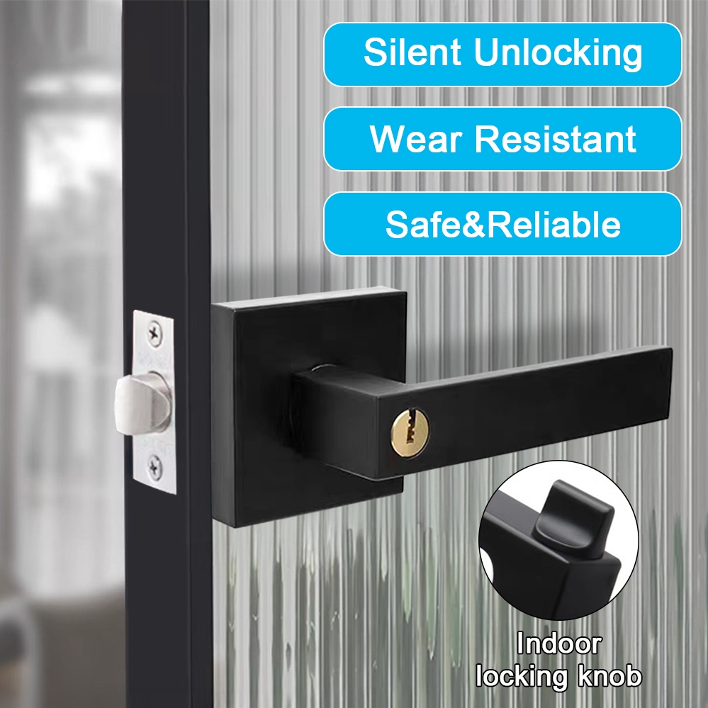 Zinc Alloy Handle Lock Reversible Square Lever Lock For Bedroom Door ...
