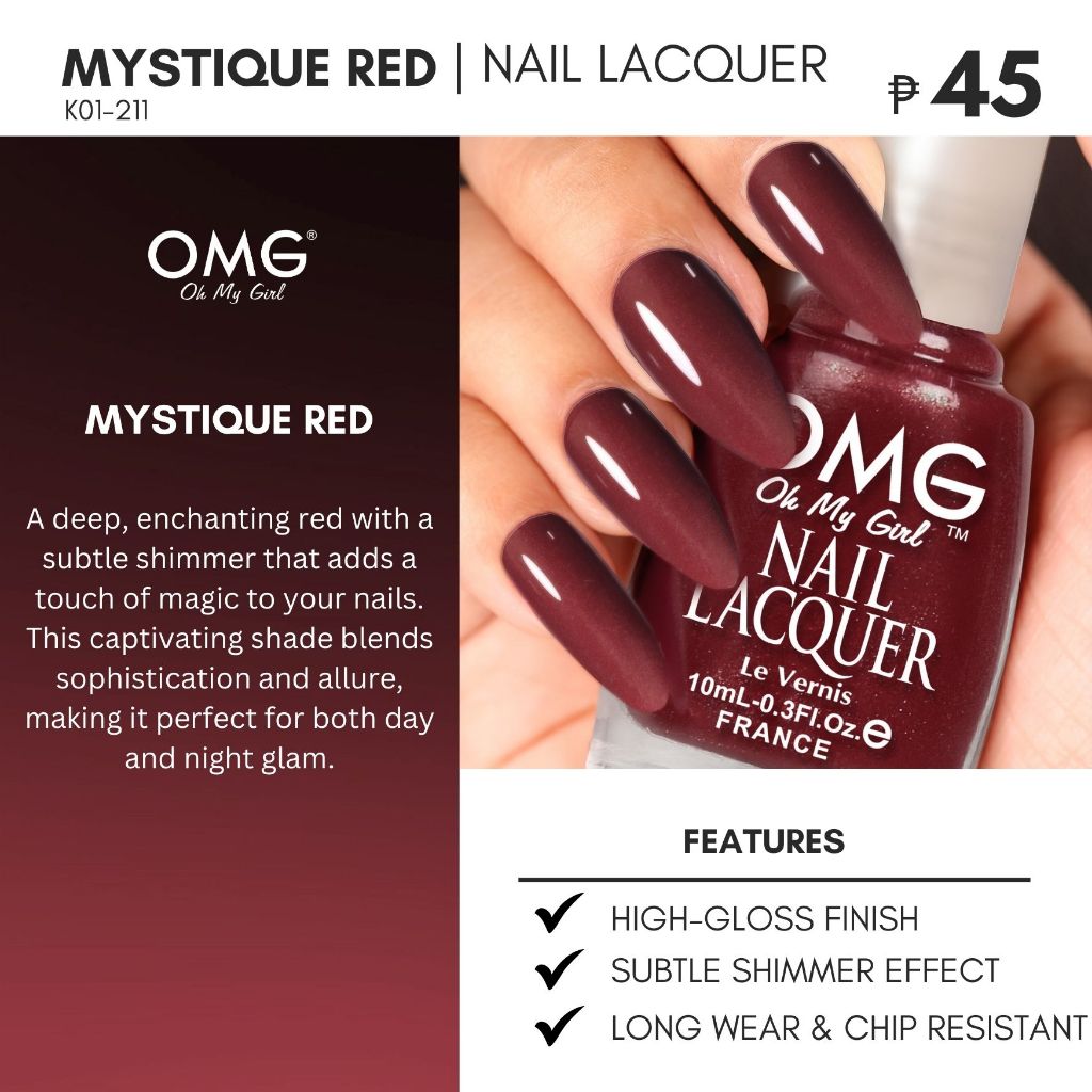 OMG Nail Polish Regular Mystique Red 10ml | Shopee Philippines
