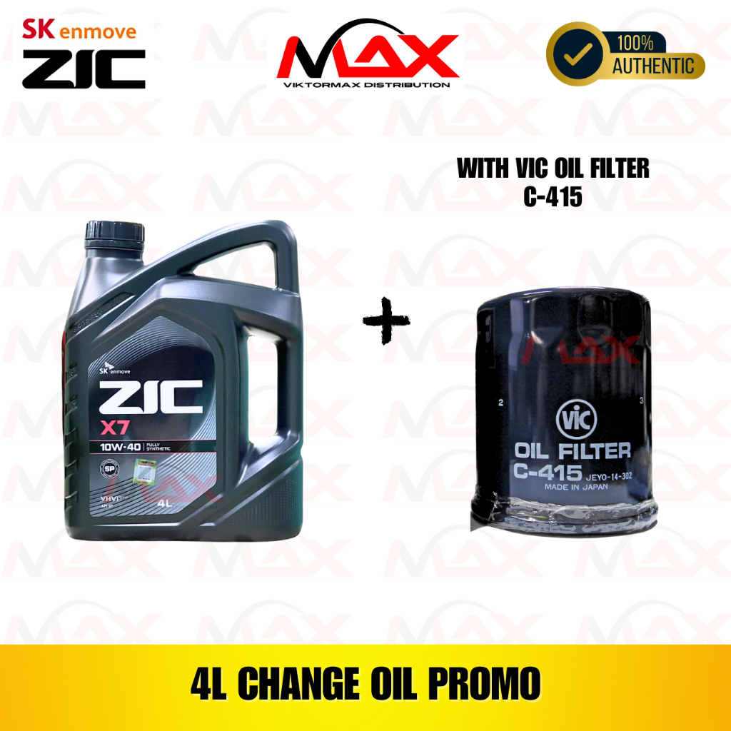 SK ZIC 4 Liters X7 10W40 For GASOLINE Engine with C-415 Oil Filter ...