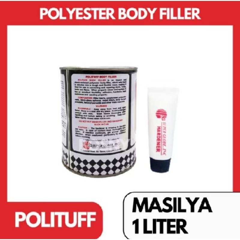 POLITUFF BODY FILLER W/ HARDENER 1LITER, 1GALLON OR EXTRA HARDENER ONLY ...