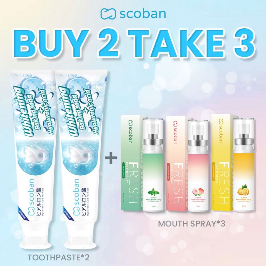 【BUY 2 TAKE 3】Scoban teeth Whitening toothpaste Hyaluronic Acid Dual ...