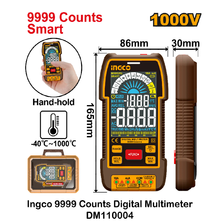 Buildmate x INGCO 9999 Counts Digital Multimeter DM110004 / Digital ...