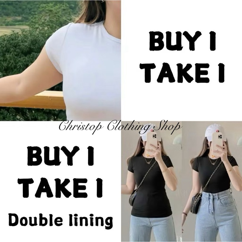KELLY BUY 1 TAKE 1 BASIC DOUBLE LINEN ROUND NECK TOPS FULL LENGTH ...