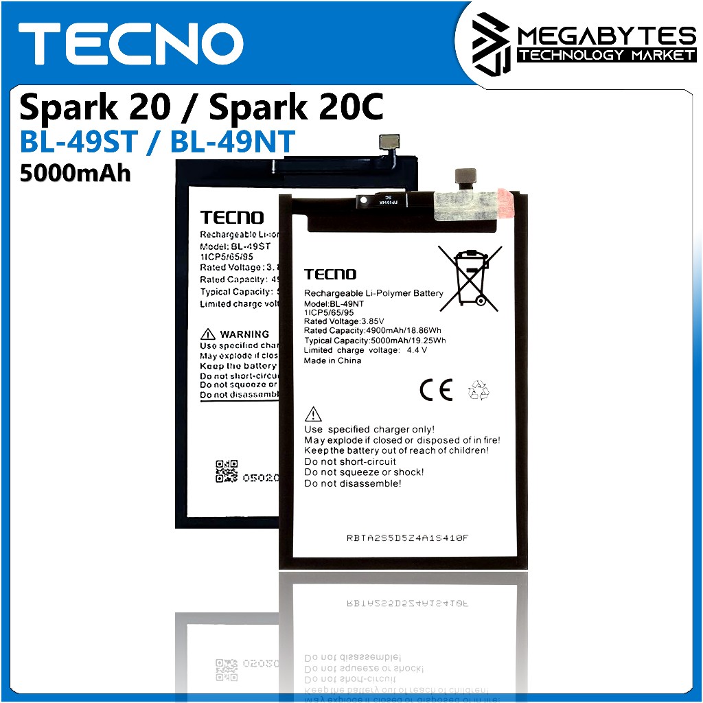 Megabytes Battery for Tecno Spark 20 KJ5 KJ5N BL-49ST / Spark 20C BG7N ...