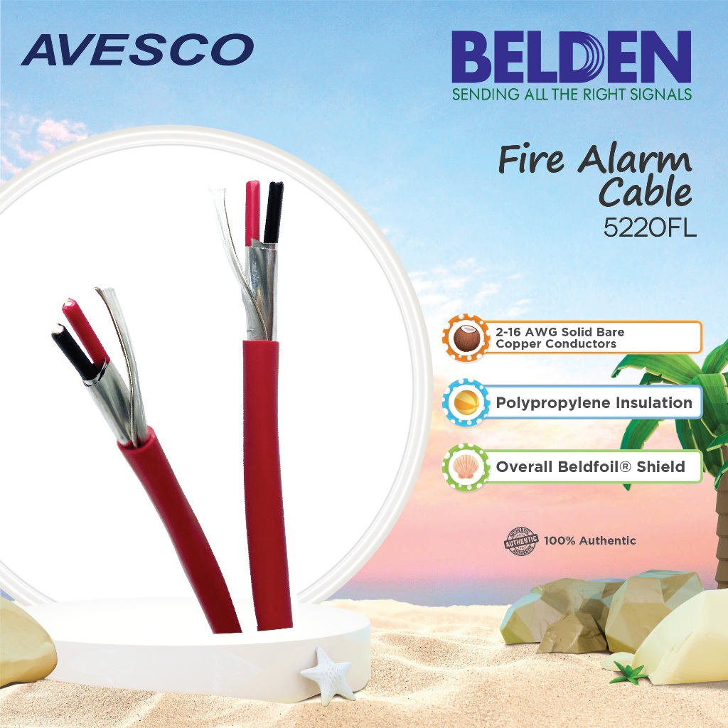 Belden | Fire Alarm Cables | 5220FL | Riser-FPLR 2-16AWG (1 Roll) 305M ...