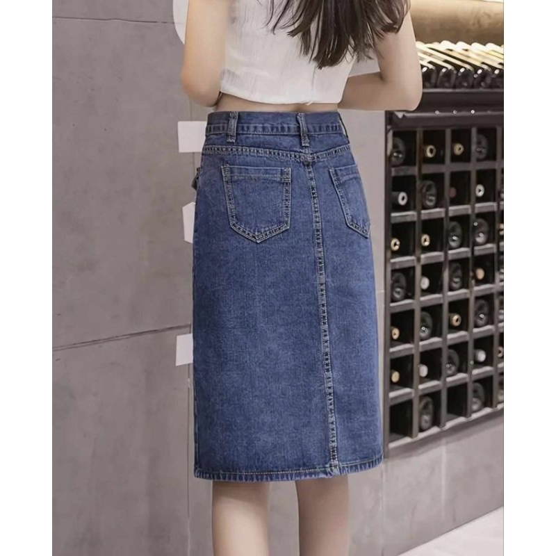 Rockstar Denim Skirt with Buttons | Shopee Philippines