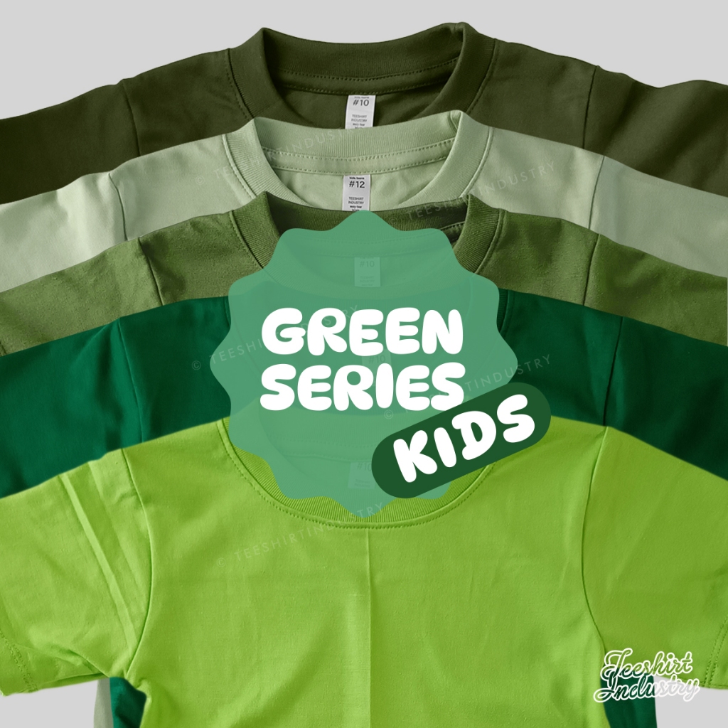 KIDDIE GREEN SERIES - Premium Unisex Kids Plain Tshirt (apple army sage ...