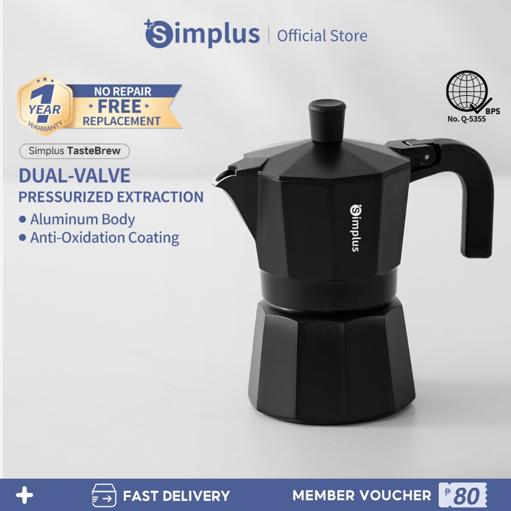 Simplus Moka Pot Dual-Valve Pressurized Extraction Rich Crema Intalian ...