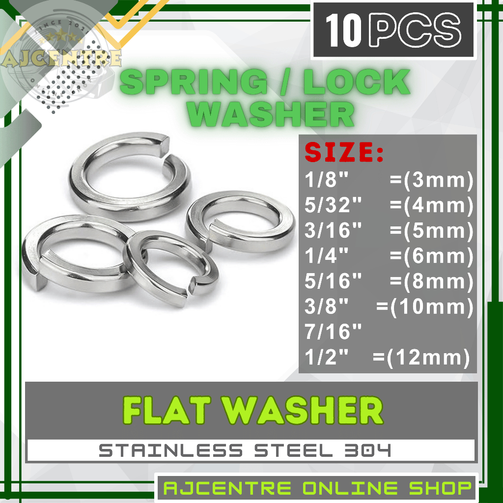 10pcs - 3mm - 12mm MM Stainless Lockwasher / Lock washer /Spring washer ...