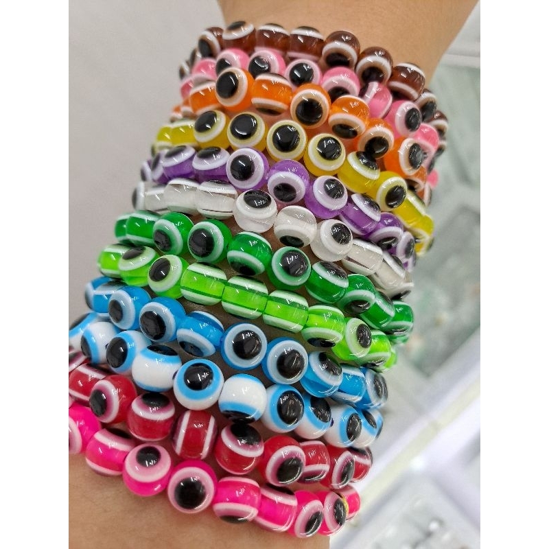 New design peyao bracelet 18k Au750 suadi gold 8mm evil eye | Shopee ...