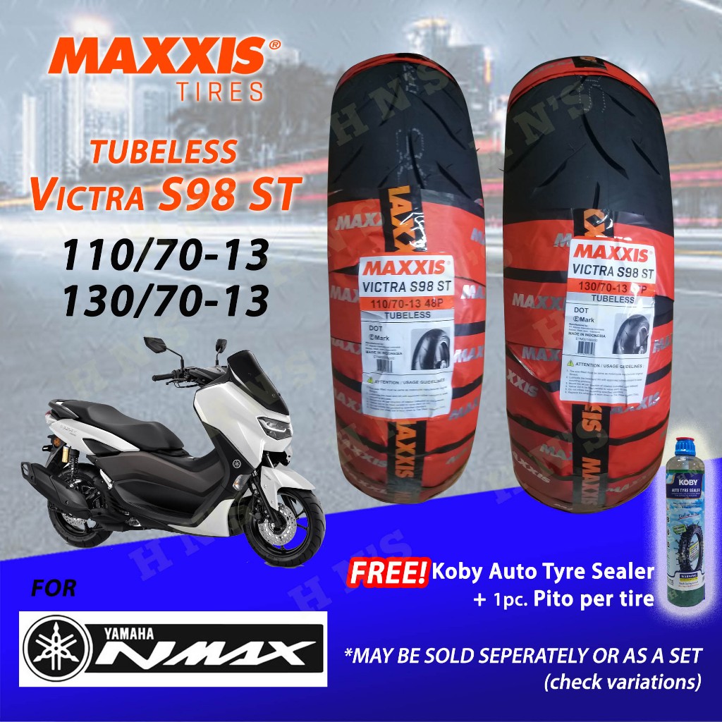 MAXXIS Victra S98 ST Tubeless Tires for Yamaha Nmax ( 110/70-13 , 130/ ...