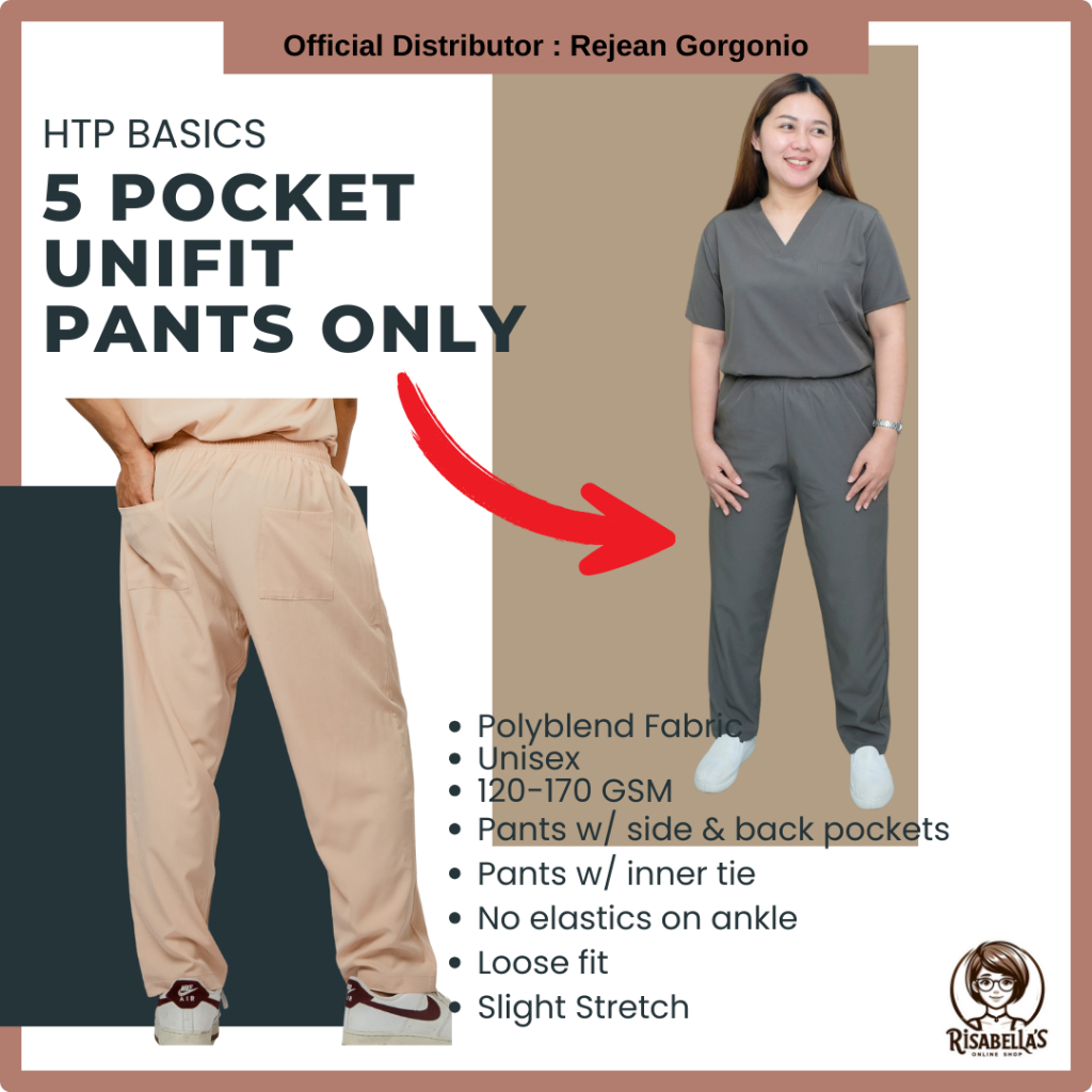 HTP Basics 5 pocket Unifit Scrubsuit PANTS ONLY - Unisex - Uniform for ...