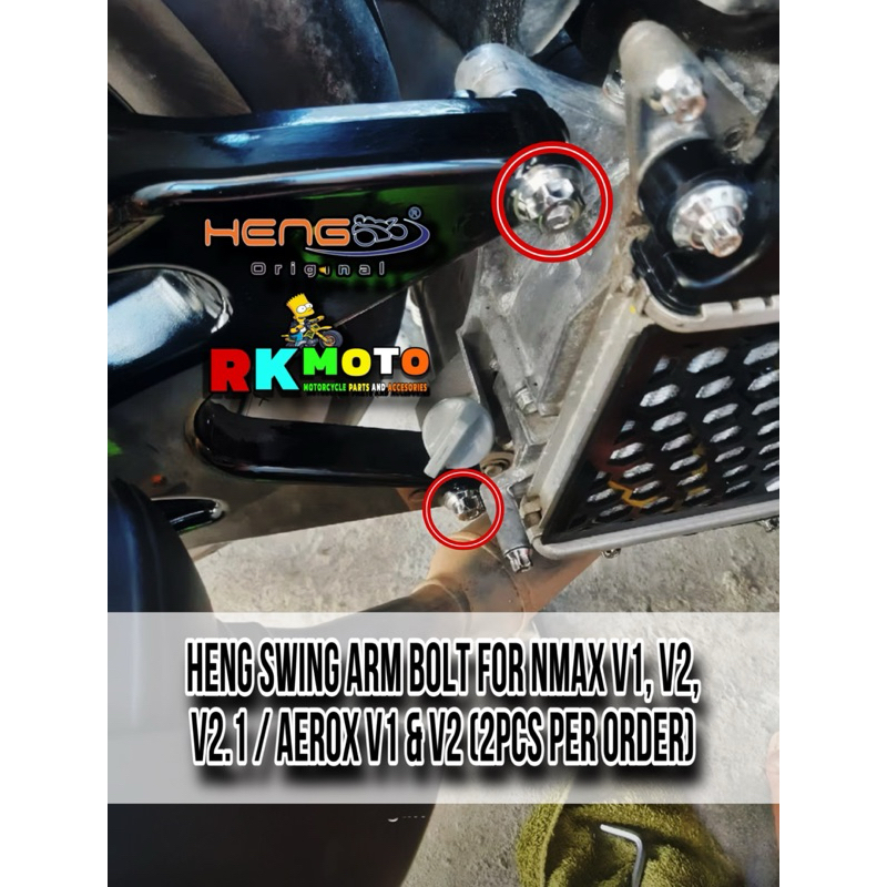 HENG Swing Arm Bolt for Nmax V1, V2, V2.1 / Aerox V1 & V2 (2pcs per ...
