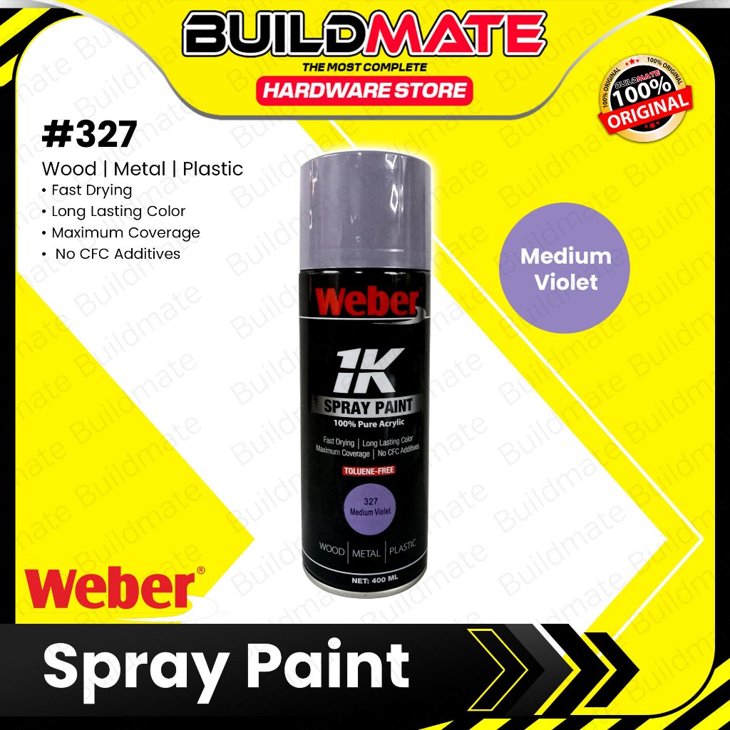 BUILDMATE WEBER 400ML Auto Spray Paint SP-327 MEDIUM VIOLET PURE ACRYLIC Auto Quick Drying ...