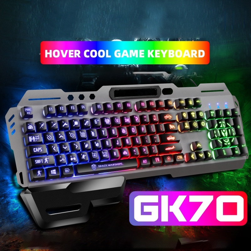RGB Gaming Keyboard And Mouse Set GK70 Mechanical Feel With Hand Rest ...