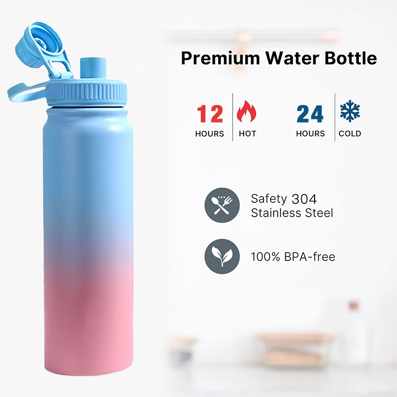 FAFA 600ML/800ML/1000ML Tumbler Sport Water Bottle Stainless Steel Keep Hot and Cold Vacuum ...