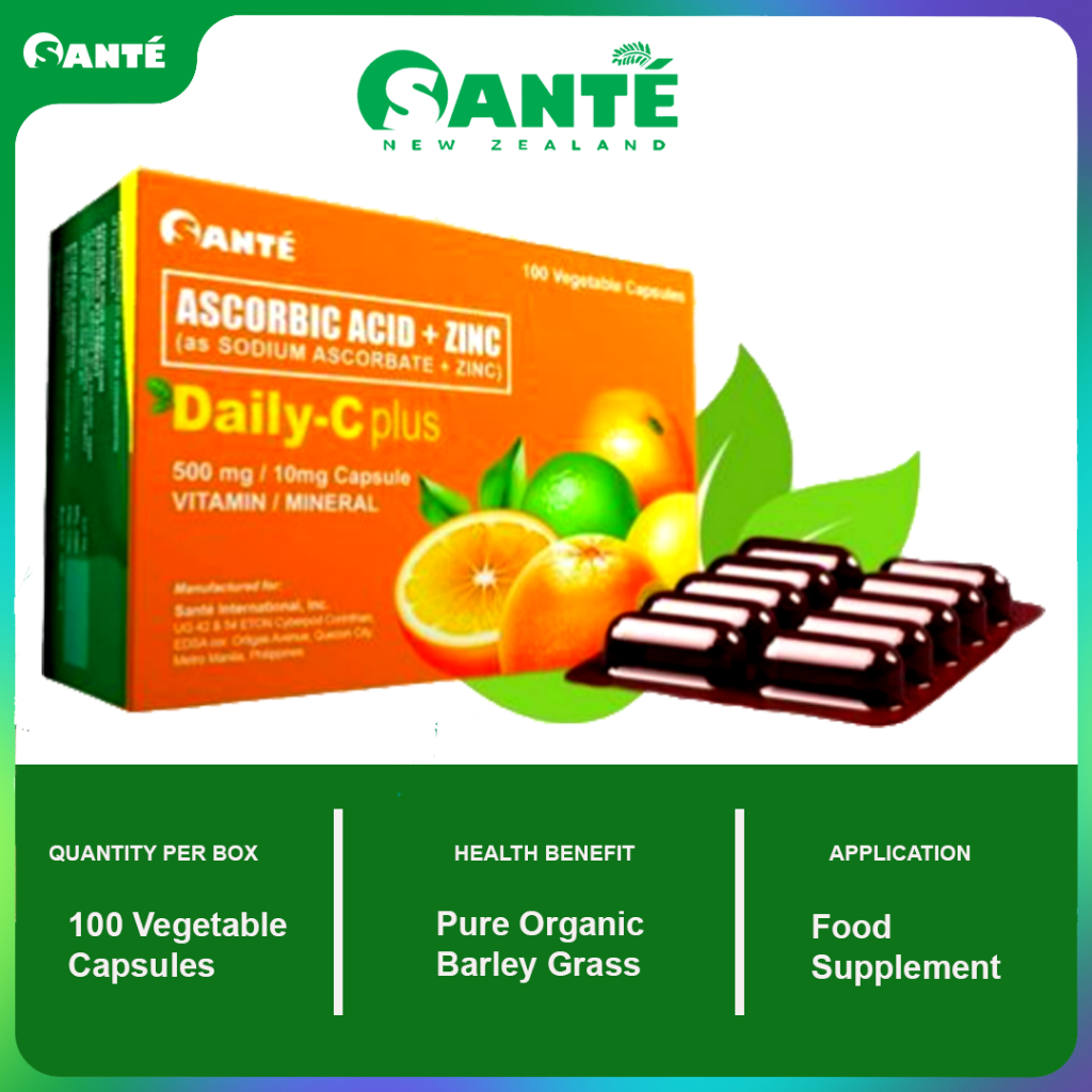 Sante Barley Daily C Plus with Zinc 100 Vegetable Capsule | Shopee ...