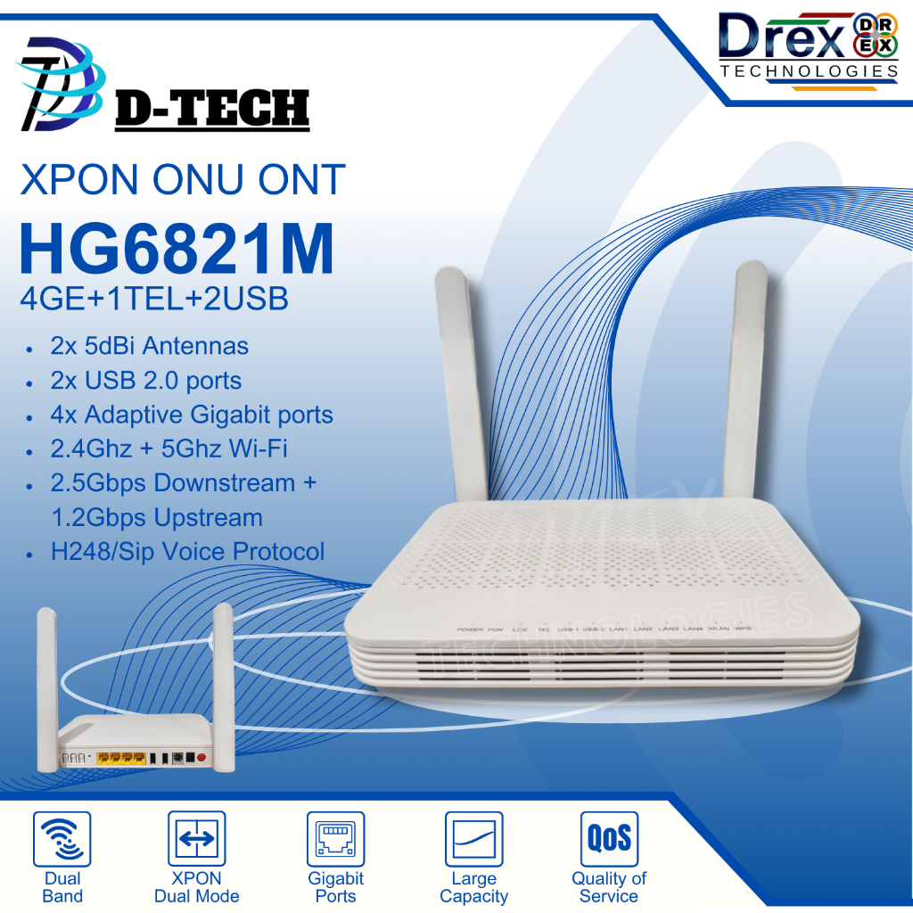 D-Tech HG6821M XPON ONU Dual-Band Blueport | Shopee Philippines