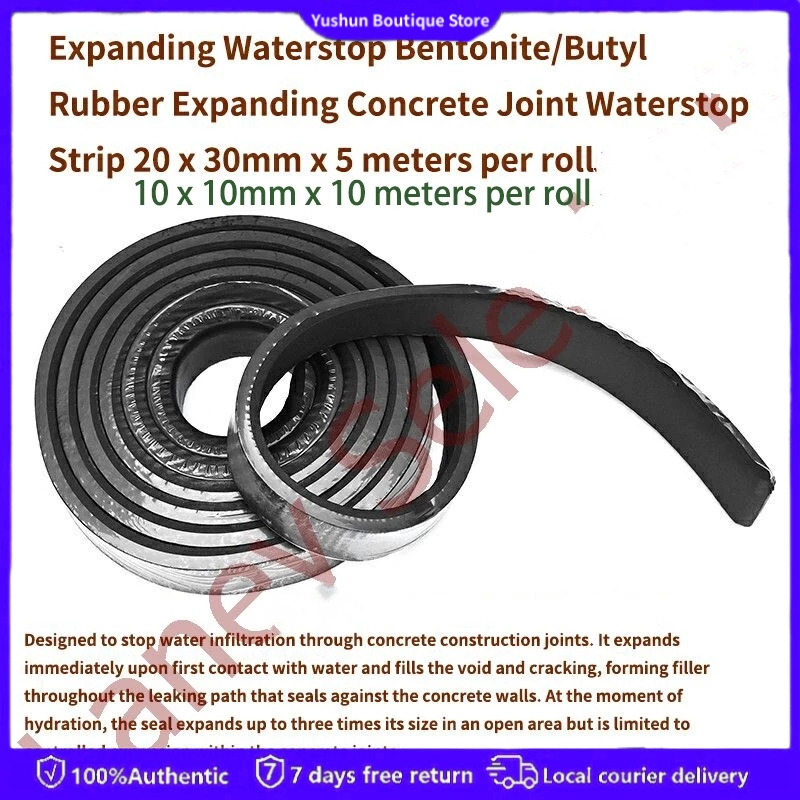 Expanding Waterstop Bentonite Butyl Rubber 20x30mm x 5meters per roll ...
