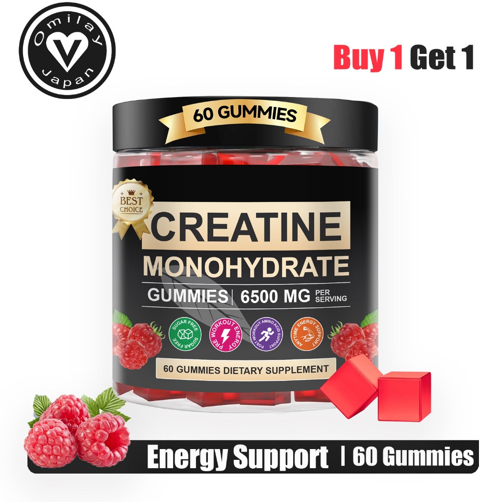 Omilay Creatine Monohydrate Gummies Pre Workout Creatine Supplement for Gym No Sugar 60 Gummies ...
