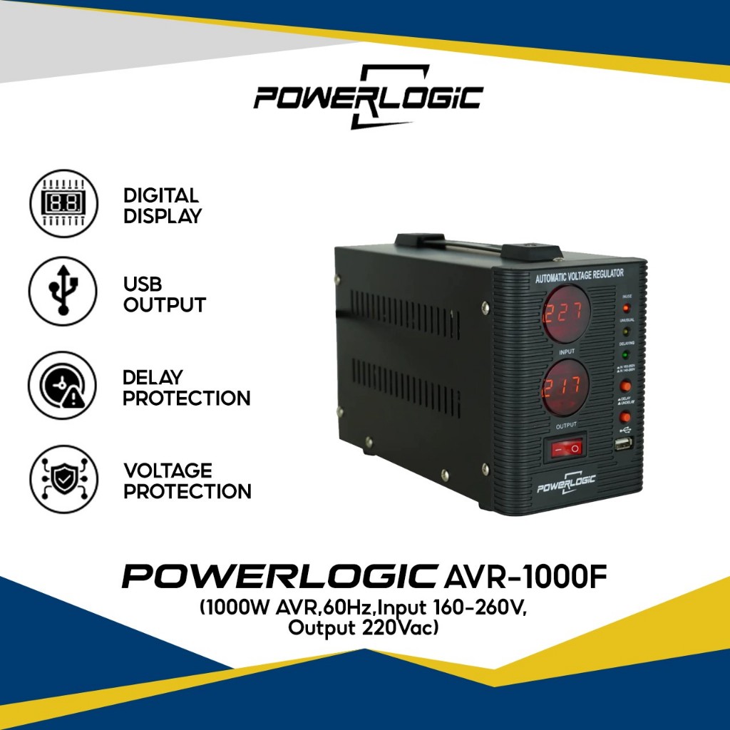 POWERLOGIC AVR-1000F (1000W AVR,60Hz,Input 160-260V,Output 220Vac ...