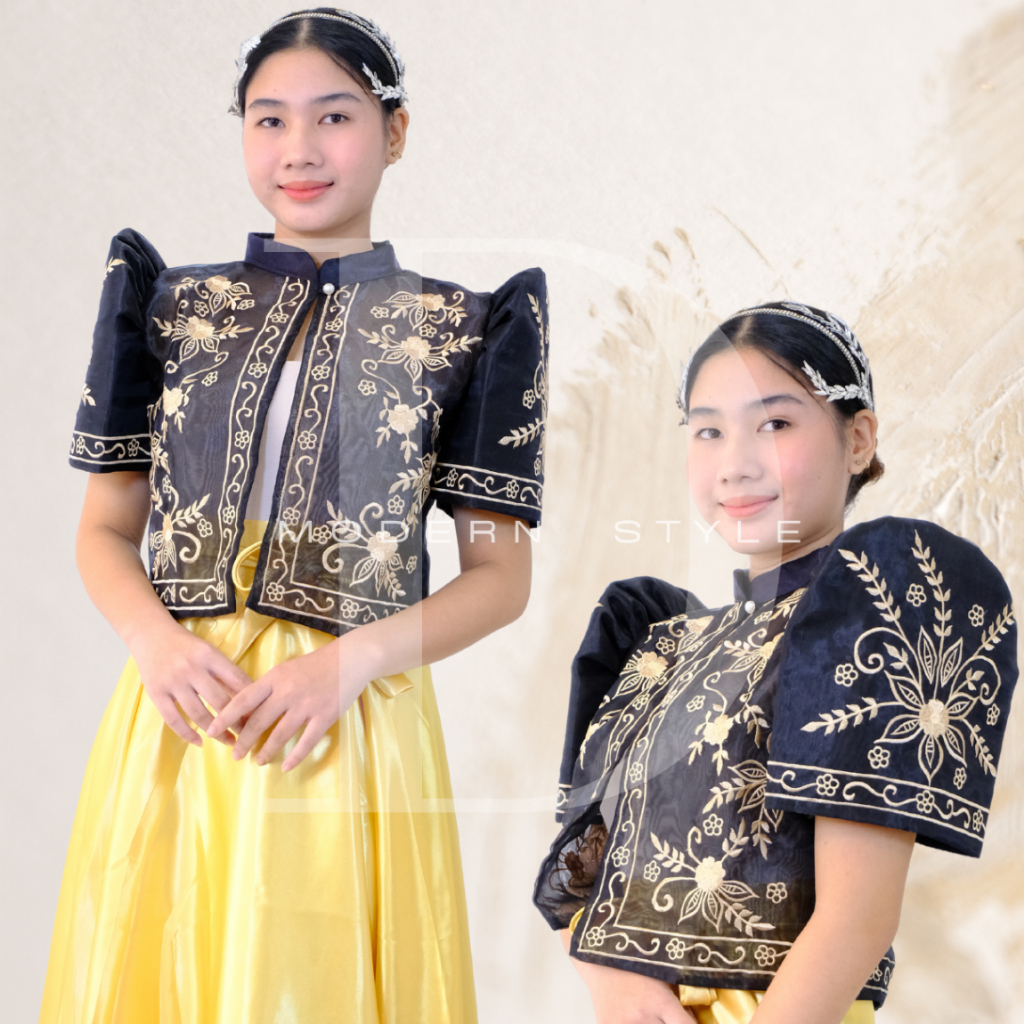 Modern filipiniana mestiza sleeves with embroidered flower design for ...