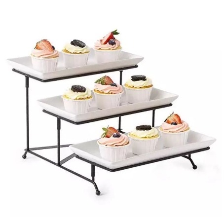 2/3 Tier Multi-Layer Tray Set, Foldable Sturdy Stand,12 Inch Triple ...
