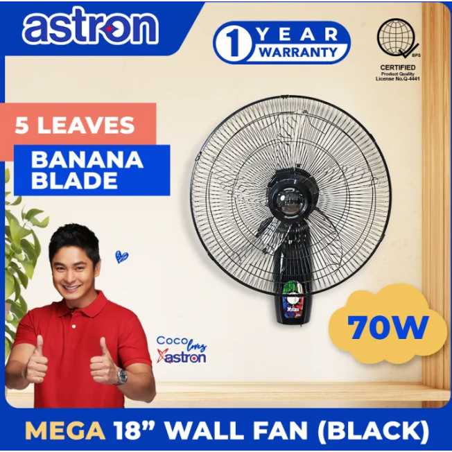 Astron MEGA 18" Wall Fan | Transparent Banana Blade | 5 Leaves | 70W ...