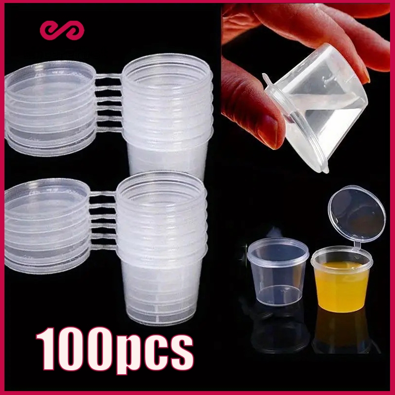 100pcs Hinged Sauce Cup Ounce Polypropylene-Friendly Sauce Cup ...