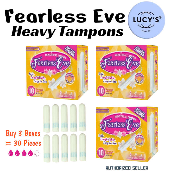 HEAVY FLOW Fearless Eve Menstrual Tampons TRIO (3 Boxes = 30 Tampons ...