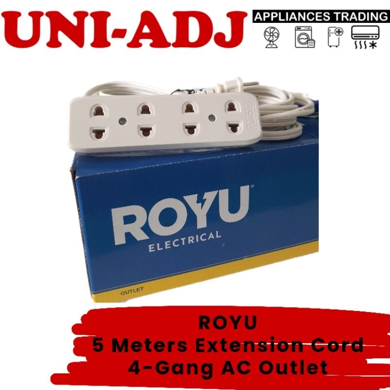 Royu - 5 Meters Extension Cord 4-Gang AC outlet | Shopee Philippines