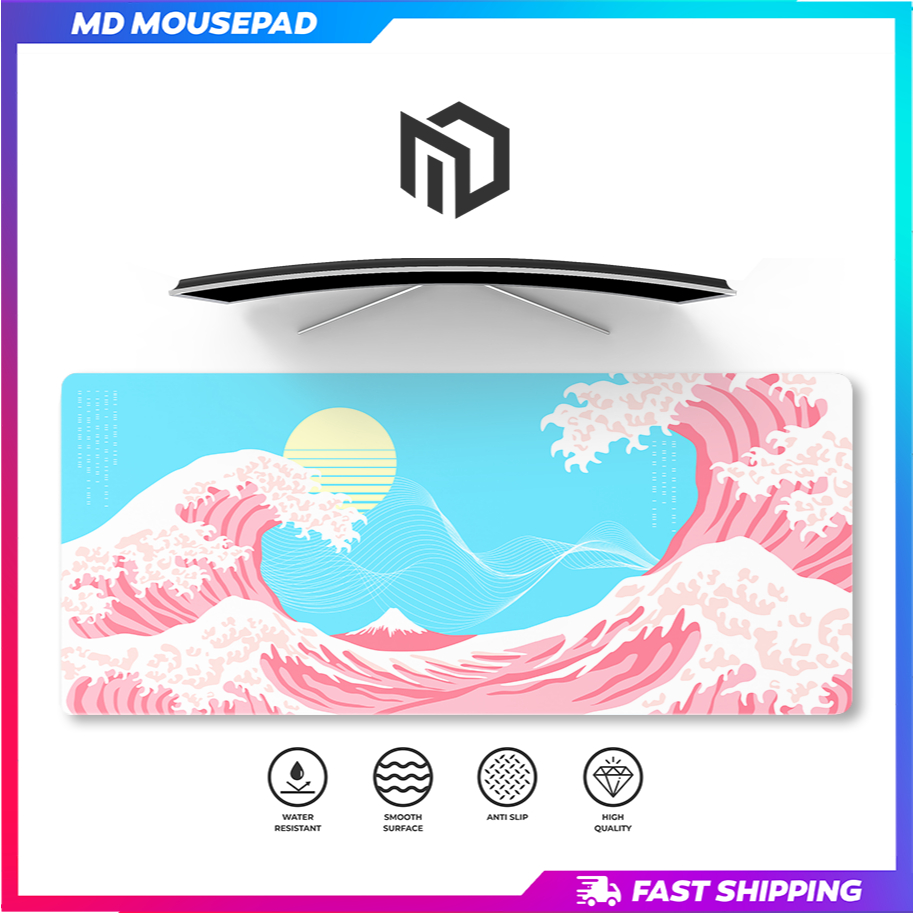MD Mousepad | Kanagawa Wave Pink | Extended Large Gaming Mouse pad ...