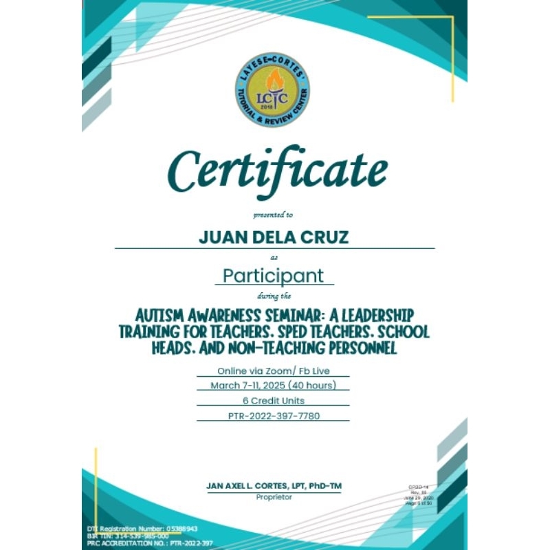 Autism Awareness 1 Certificate Only | Shopee Philippines
