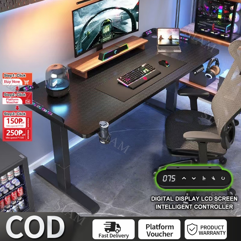 Electric Lift Table Computer Office Desk Study Gaming Table Adjustable ...