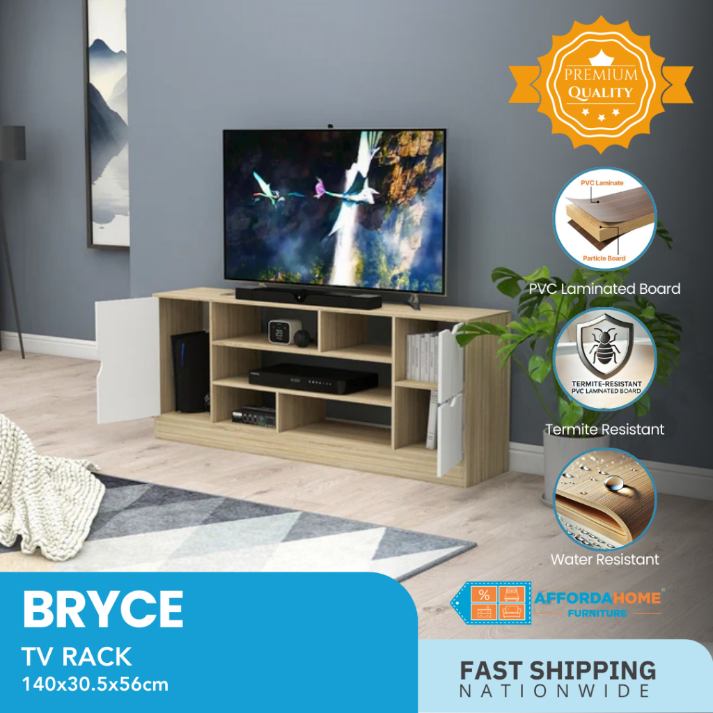 Affordahome Furniture - BRYCE TV Rack Storage Shelf Laminated Wood ...