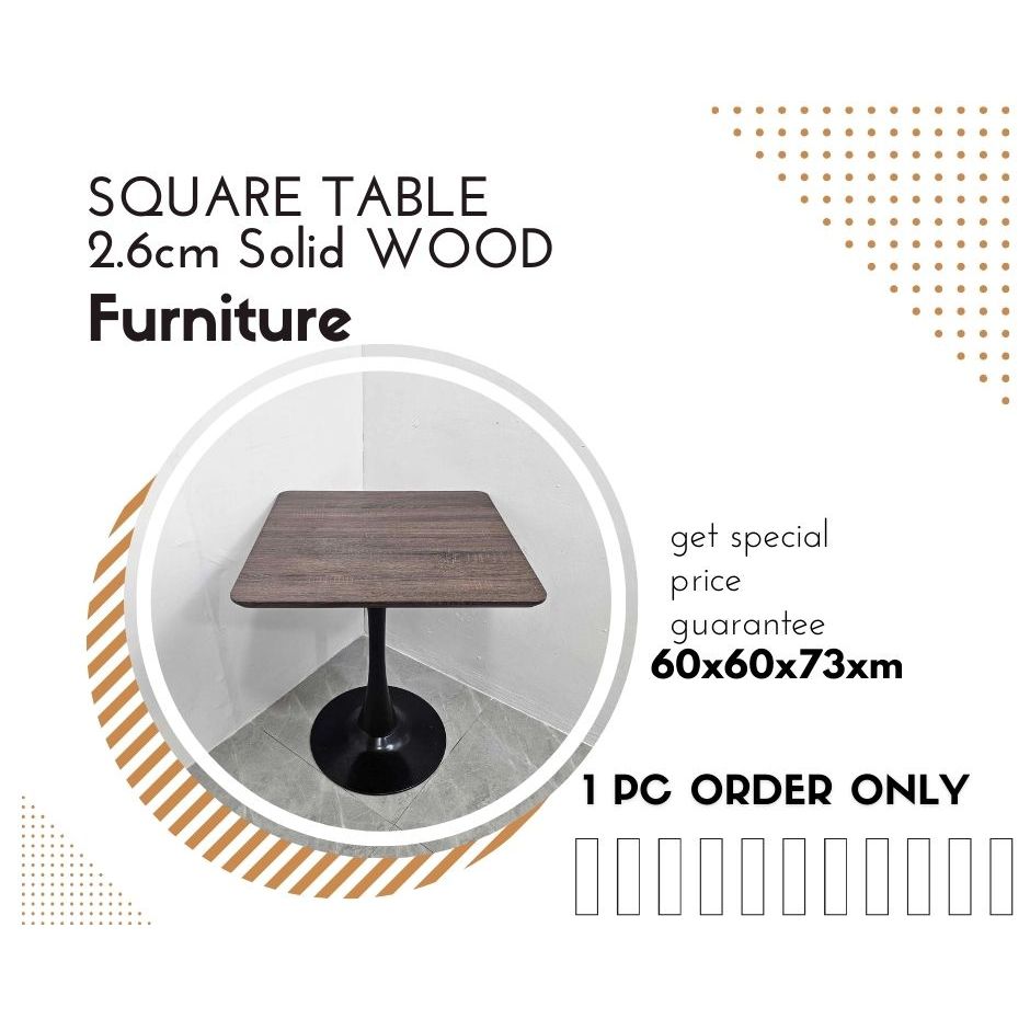 Solid wood 60cm square table Dining table coffee tea shop | Shopee ...