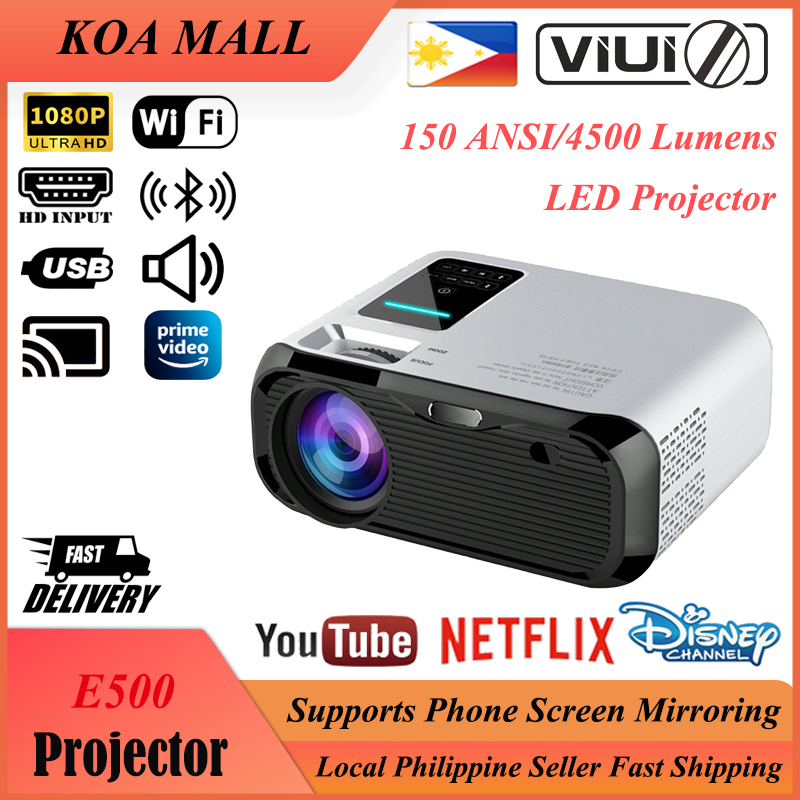 VIUIO E500 Projector LED Full HD 4K Android Smart WiFi Projector Home ...