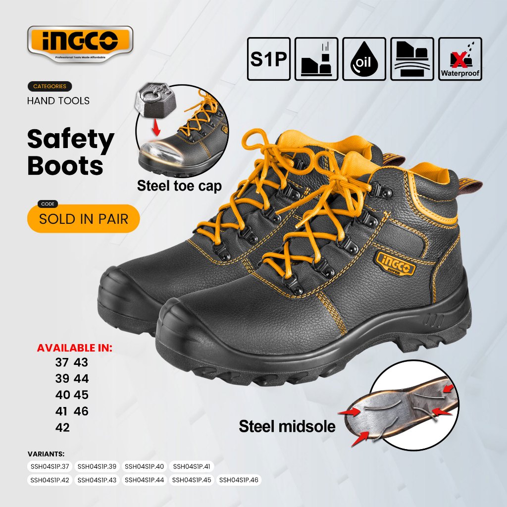 Ingco S1P Safety Boots Foot Protection Protective Worker Closed ...