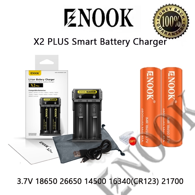 ENOOK X2 PLUS Smart Battery Charger Original 3.7V Li-ion For 18650 ...