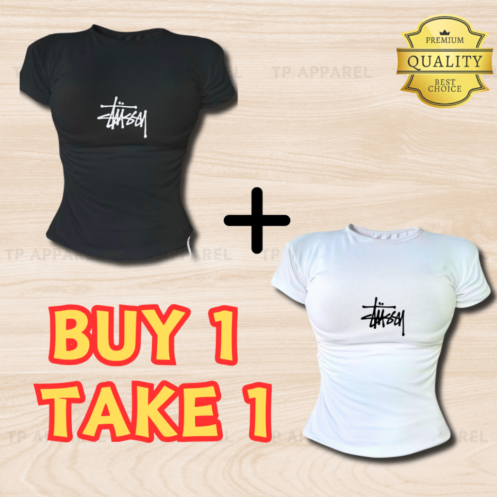 BUY 1 TAKE 1 Basic Plain Double Lining Full Length T-shirt Top sys ...