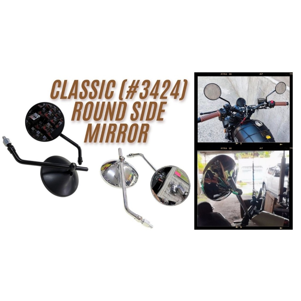 Adjustable Classic Round (3424) Round Side Mirror 10mm | Full Metal ...