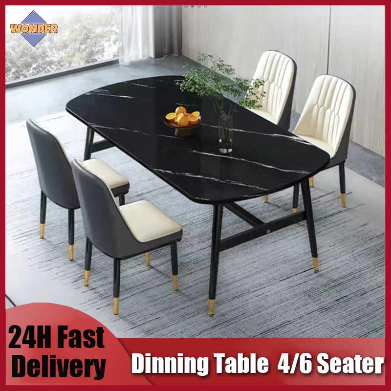 【COD】120*60CM Dinning Table Set 4/6 Seaters Dinning Table and Chair Set ...