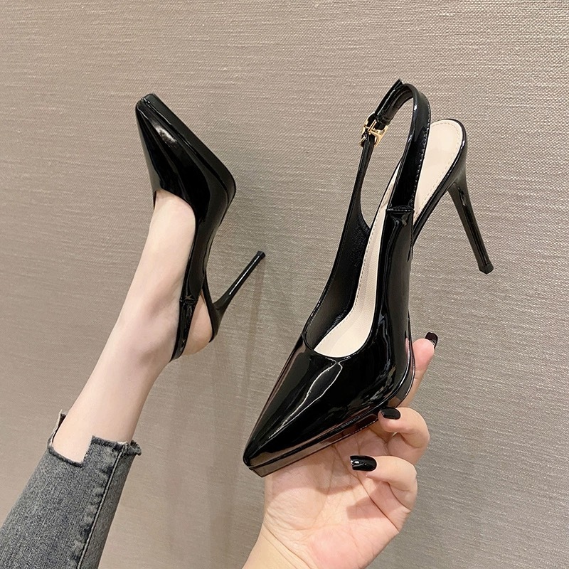 Trendy Pointed Toe Sandals with Heels for Women Pu Leather Party Formal ...