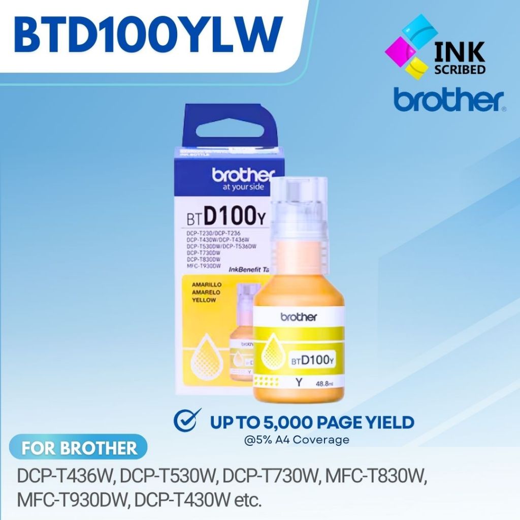Brother BTD100Blk BTD100 Cyan Magenta Yellow for DCP-T530W, DCP-T730W ...