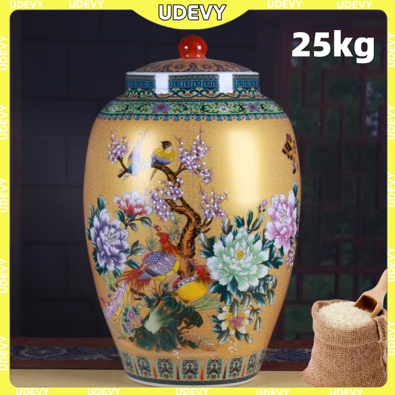 Porcelain rice dispenser 15kg/10kg/25kilos rice storage container big ...