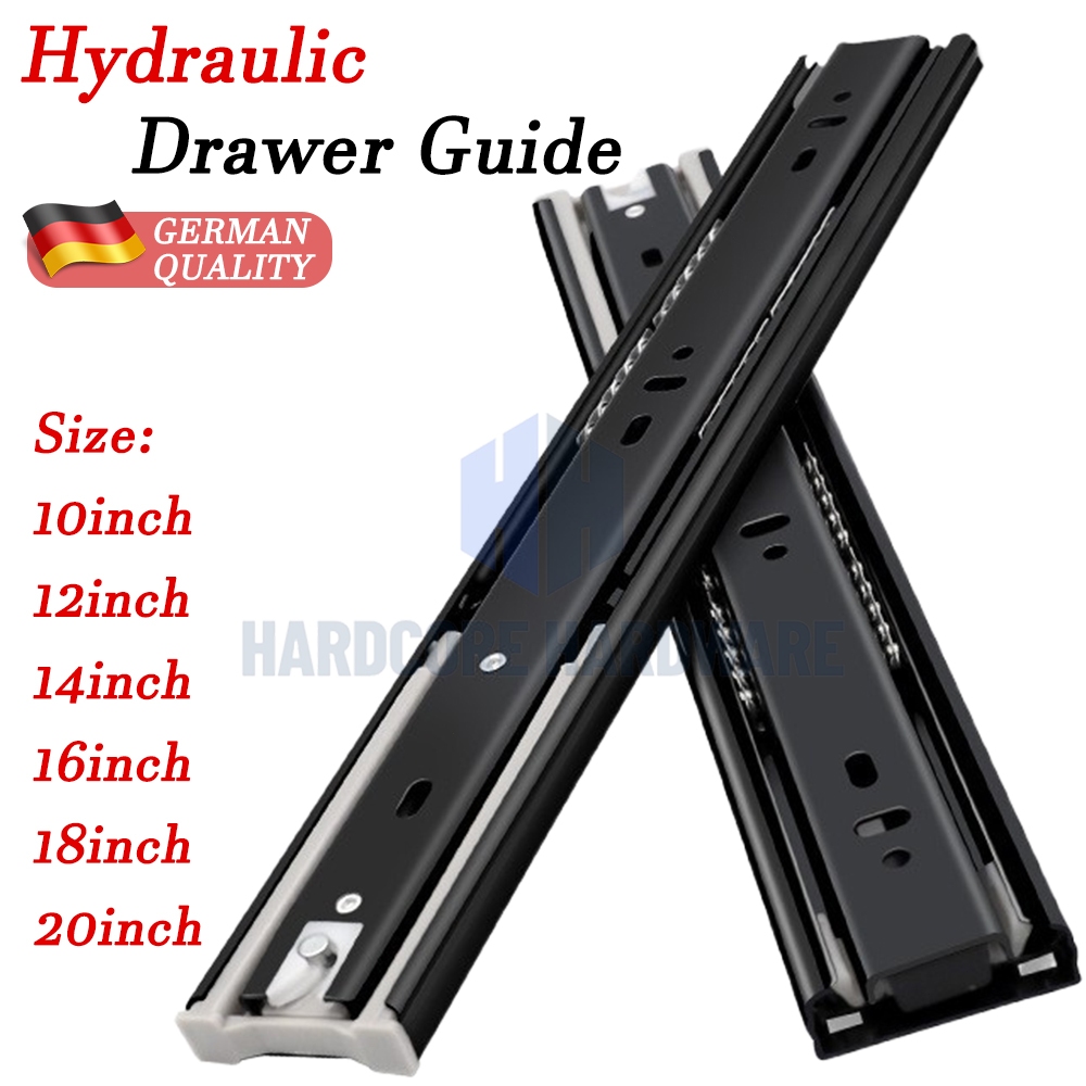 HH (2PCS) 3 Fold Drawer Slide Guide Rail Set Soft Closing /Push Open ...
