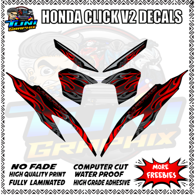 CLICK 125 V2 VARIO INDO CONCEPT NEW FIRE DECALS | Shopee Philippines