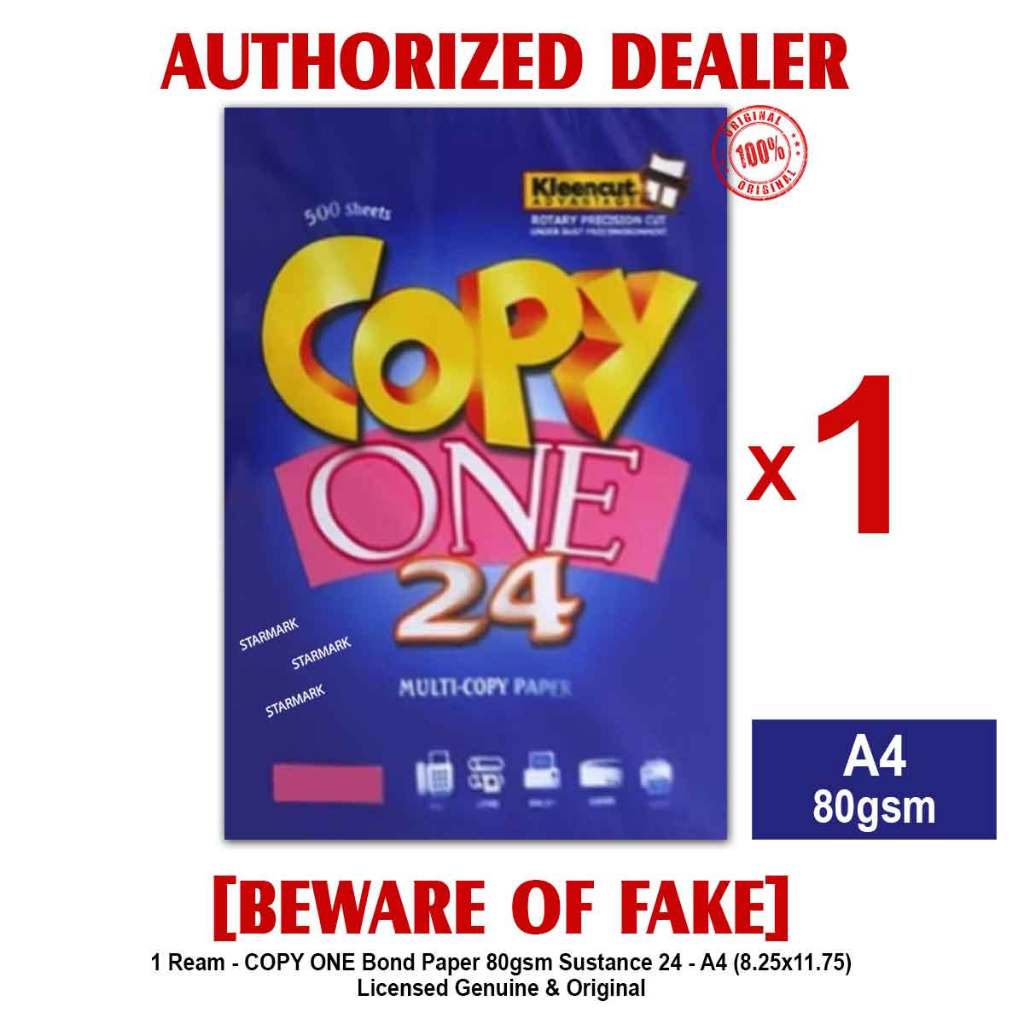 COPY ONE Bond Paper Papers A4 Size 8.25x11.75in 80gsm Substance 24 Copy ...