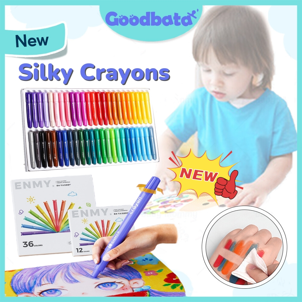 12/24 Colors Plastic Crayons Washable Silky Crayons Kids Painting No ...