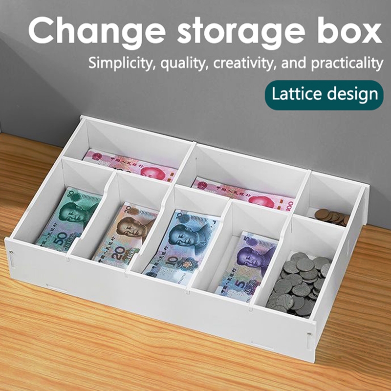 8 Grids Money Organizer Box Cashier Cash Box Financial Office Desktop ...
